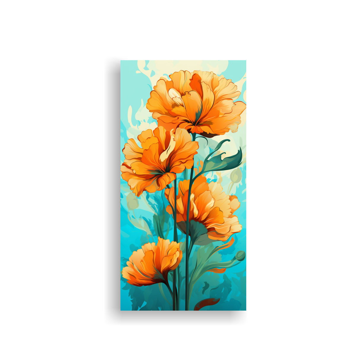Cuadro De Decoración Con Finas Líneas De Hierbas De Caléndula Turquesa ...