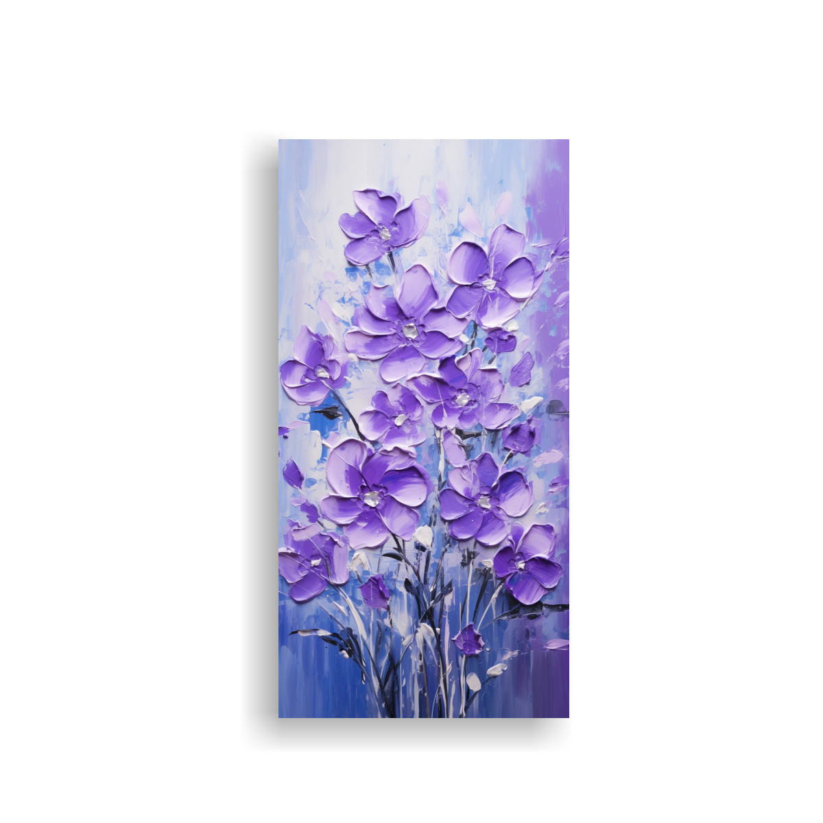 Cuadro Diseño Visual Morado Y Plata Con Flores En Lienzo Para ...