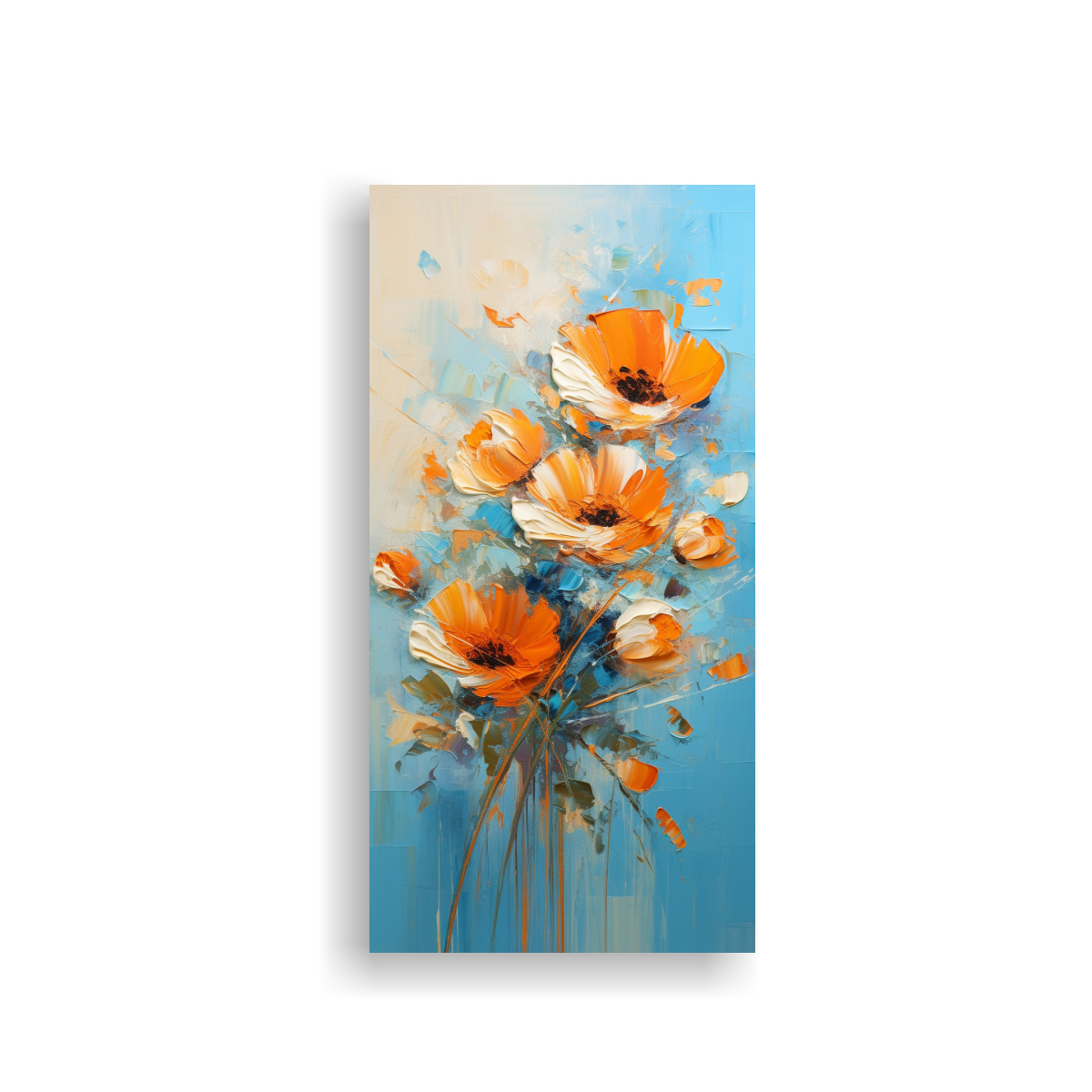 Cuadro De Flores Naranja Y Azul Para Decoración | DecoCuadros