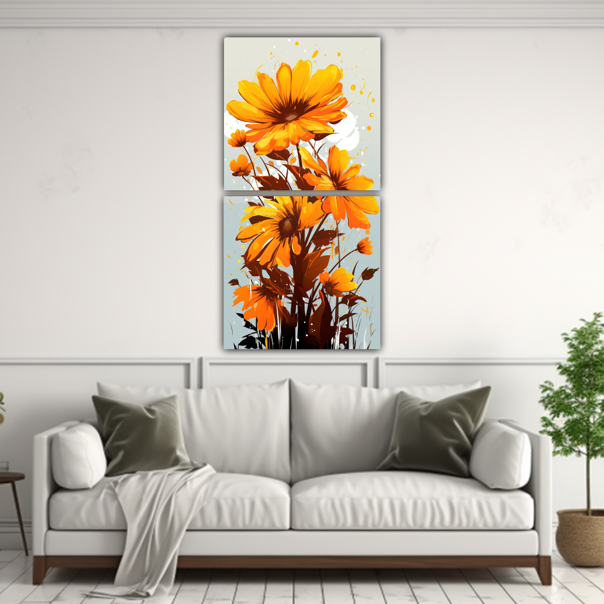 Cuadro De Lienzo Amarillo Y Naranja Para Decoración De Cuarto - Decocuadros