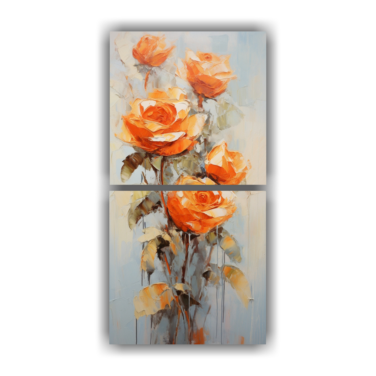 Cuadro De Lienzo De Rosas Naranjas Estilo Decorativo - DecoCuadros