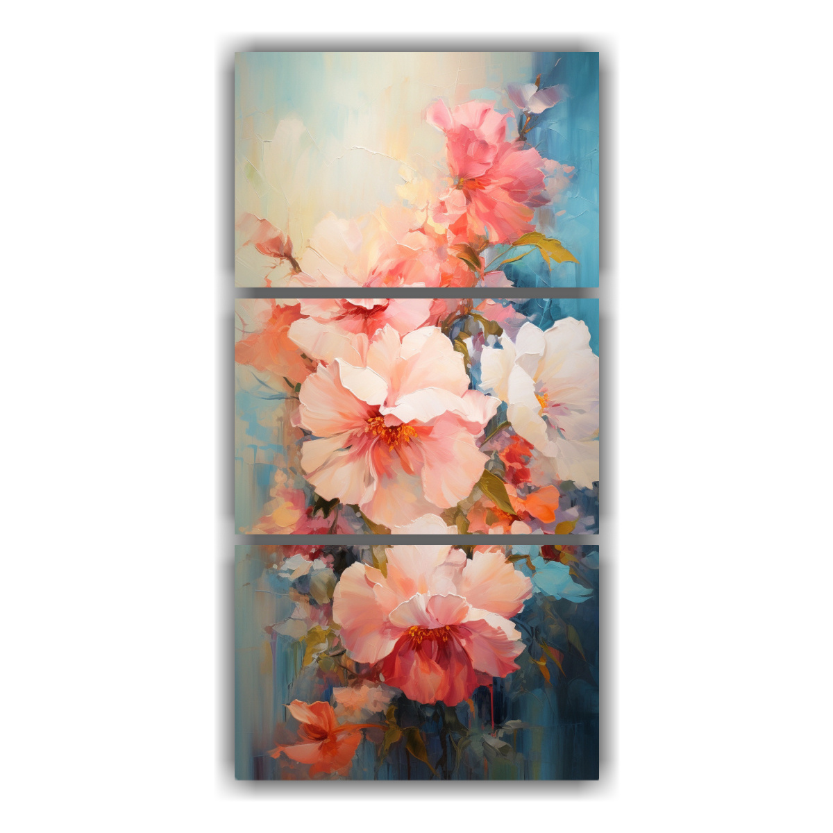 Cuadro Abstracto Flores Luminosas Plateado Azul Marino Para Venta - Decocuadros