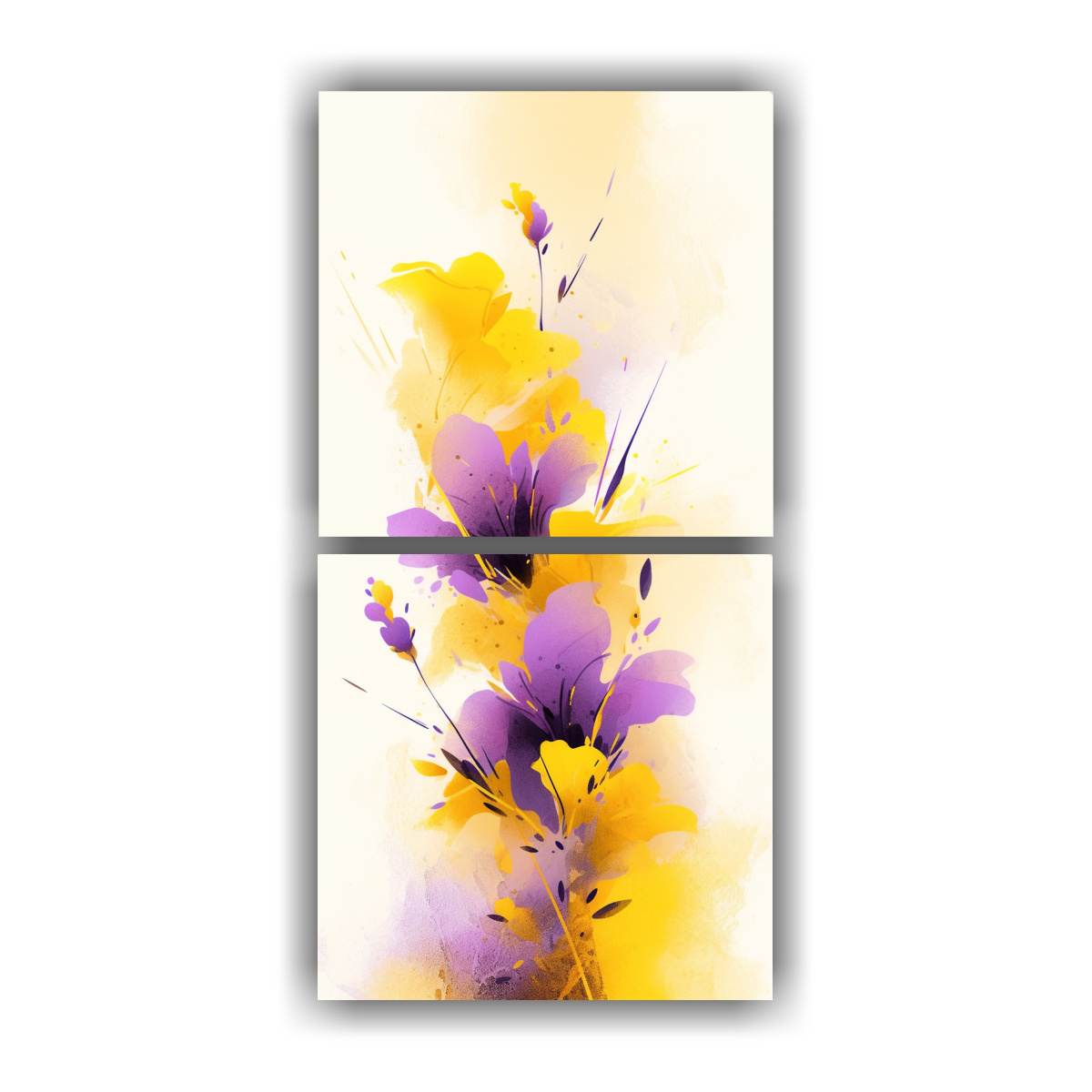 Cuadro Decorativo Diptico Amarillo Y Morado Alta Calidad | DecoCuadros
