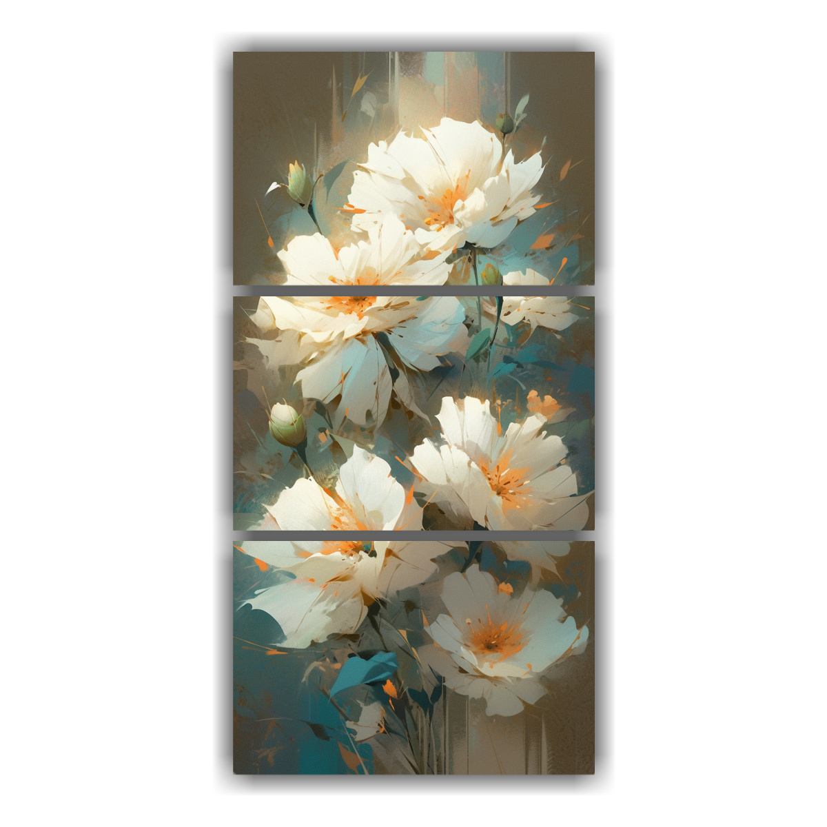 Cuadro Floral En Lienzo Turquesa Y Dorado - DecoCuadros