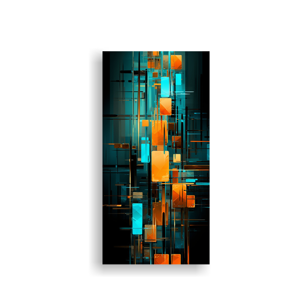 Cuadro Decorativo Abstracto Azul Y Naranja - DecoCuadros