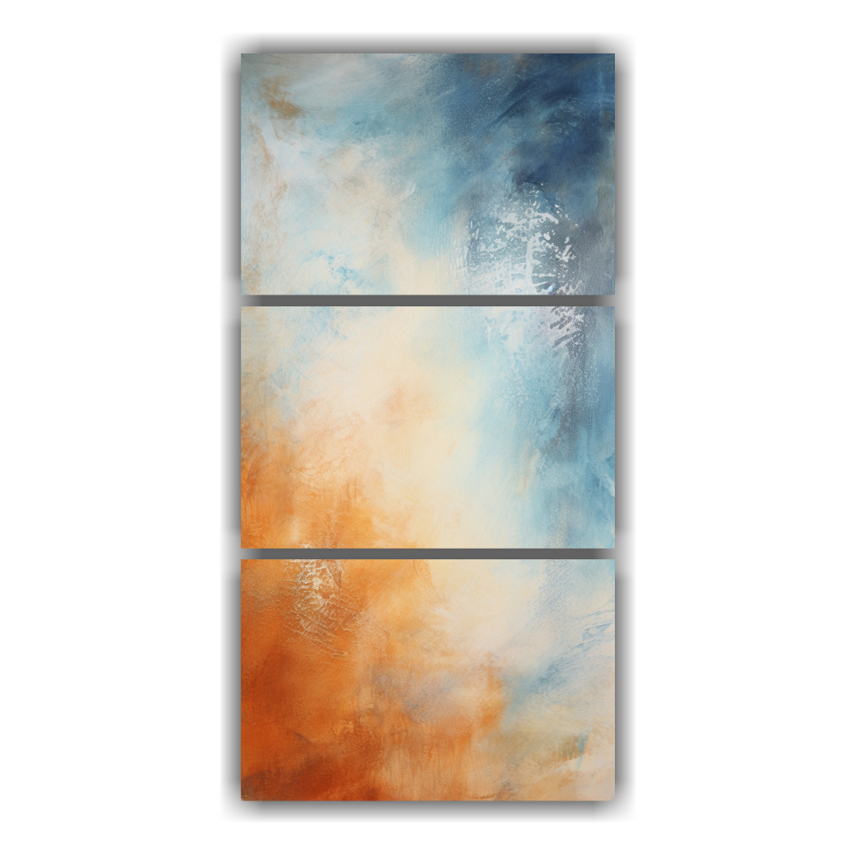 Set 3 Telas En Bastidor Cuadro Elegancia Abstracta Monocromo Naranja Y Azul - Decocuadros