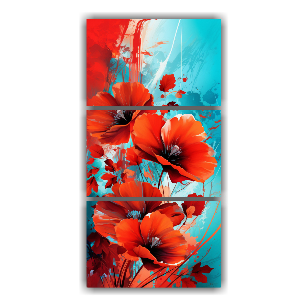 Cuadro Mural Diseño En Rojo Y Turquesa | DecoCuadros
