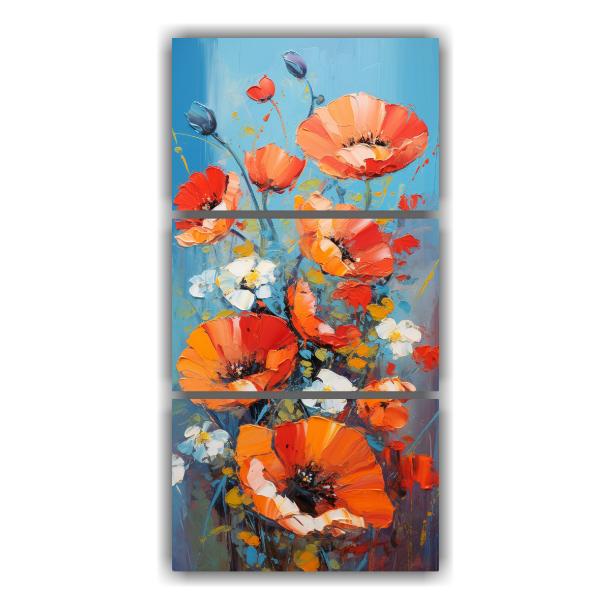 Cuadros Abstractos De Figuras De Amapolas En Naranja: Pintura Sobre Lienzo - Decocuadros