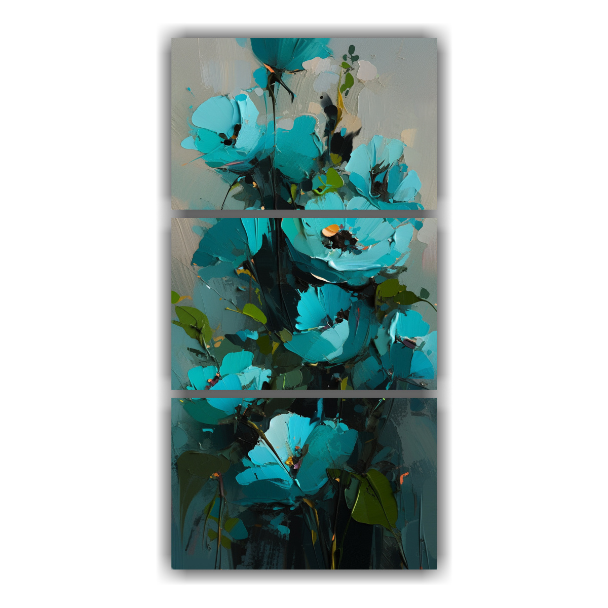 Cuadro Abstracto Intenso De Flores En Turquesa Y Azul - DecoCuadros