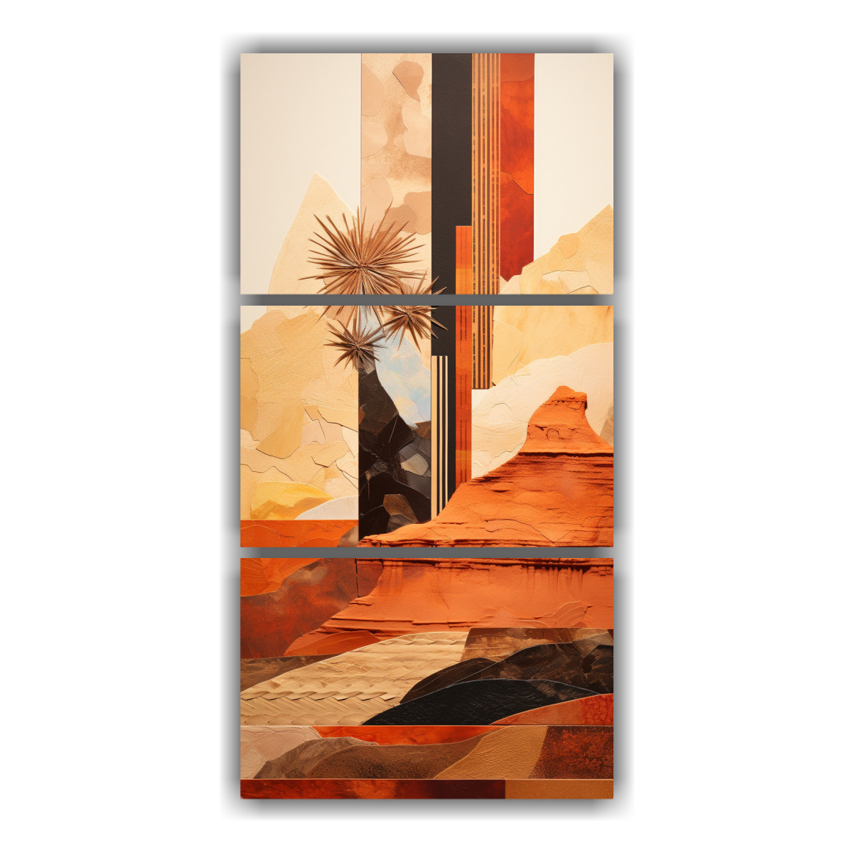 Cuadros Abstractos Con Collage De Texturas Y Tonos Cálidos Del Desierto ...