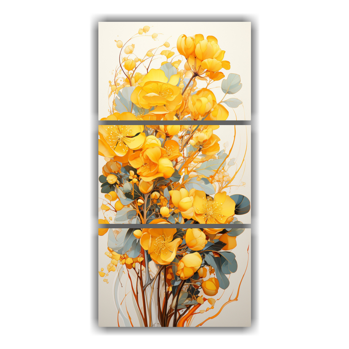 Cuadros Decorativos: Composiciones Eucalipto Amarillo Y Oro, Estilo Neonoir - DecoCuadros