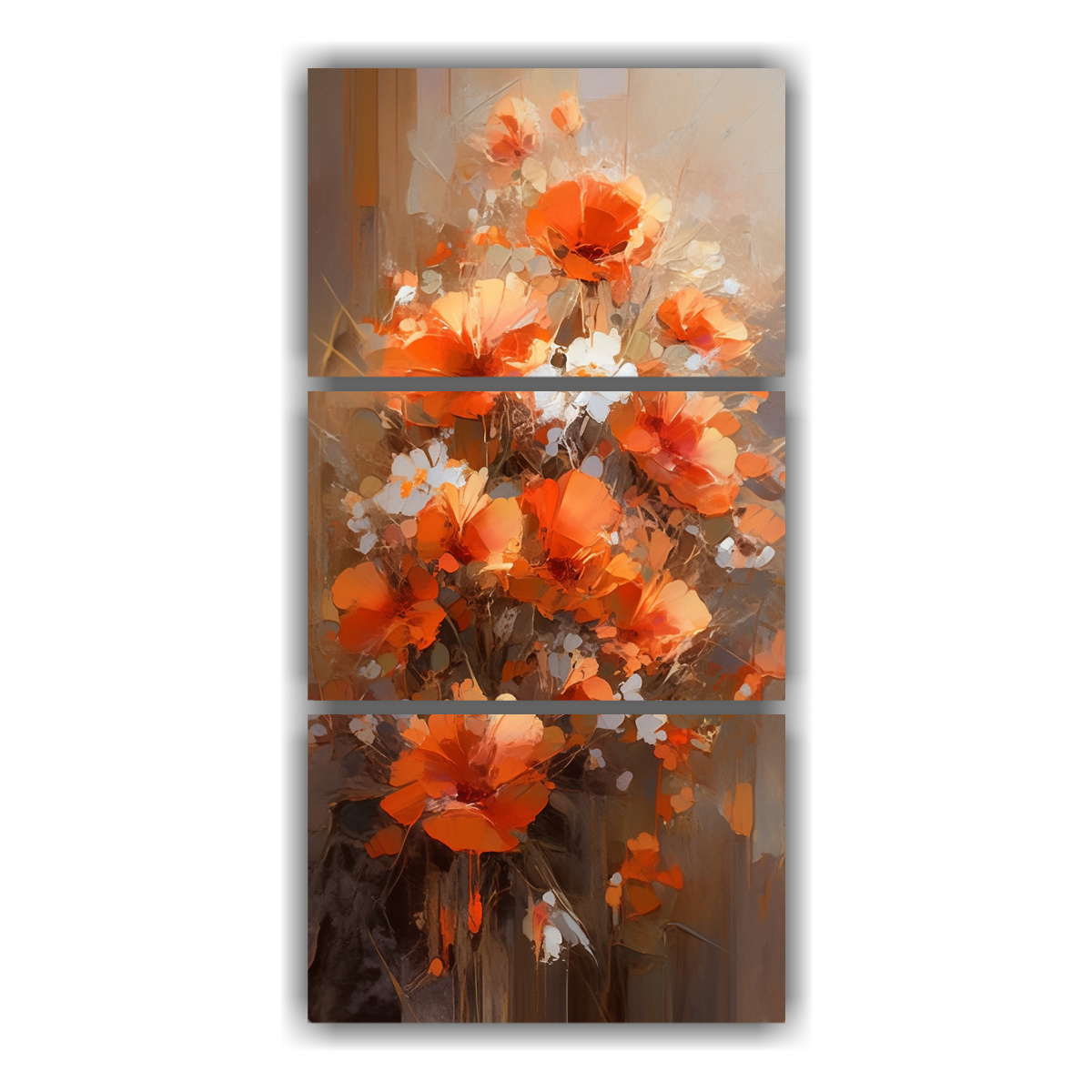 Cuadros Dibujo Originalidad Con Flores Naranja Y Dorado En Lienzo - Decocuadros