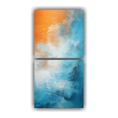 Cuadros Dibujo Rectangular Abstracto Naranja Y Azul Materiales - Decocuadros