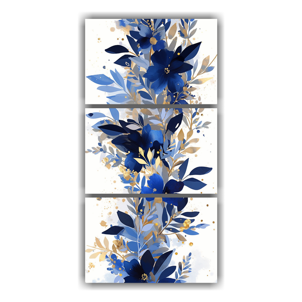 Cuadro Elegancia Oro Y Azul - Set 3 Cuadros Neo-noir Atmosfera Expresiva - Decocuadros