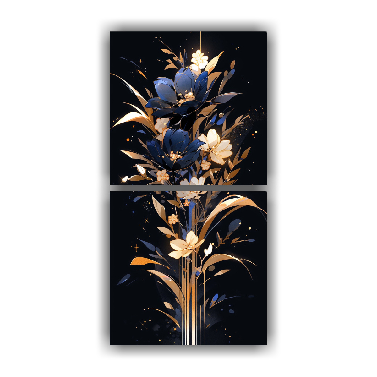 Cuadros Hermoso Calma Atmosfera Neonoir Azul Y Dorado Estilo Decorativo - DecoCuadros