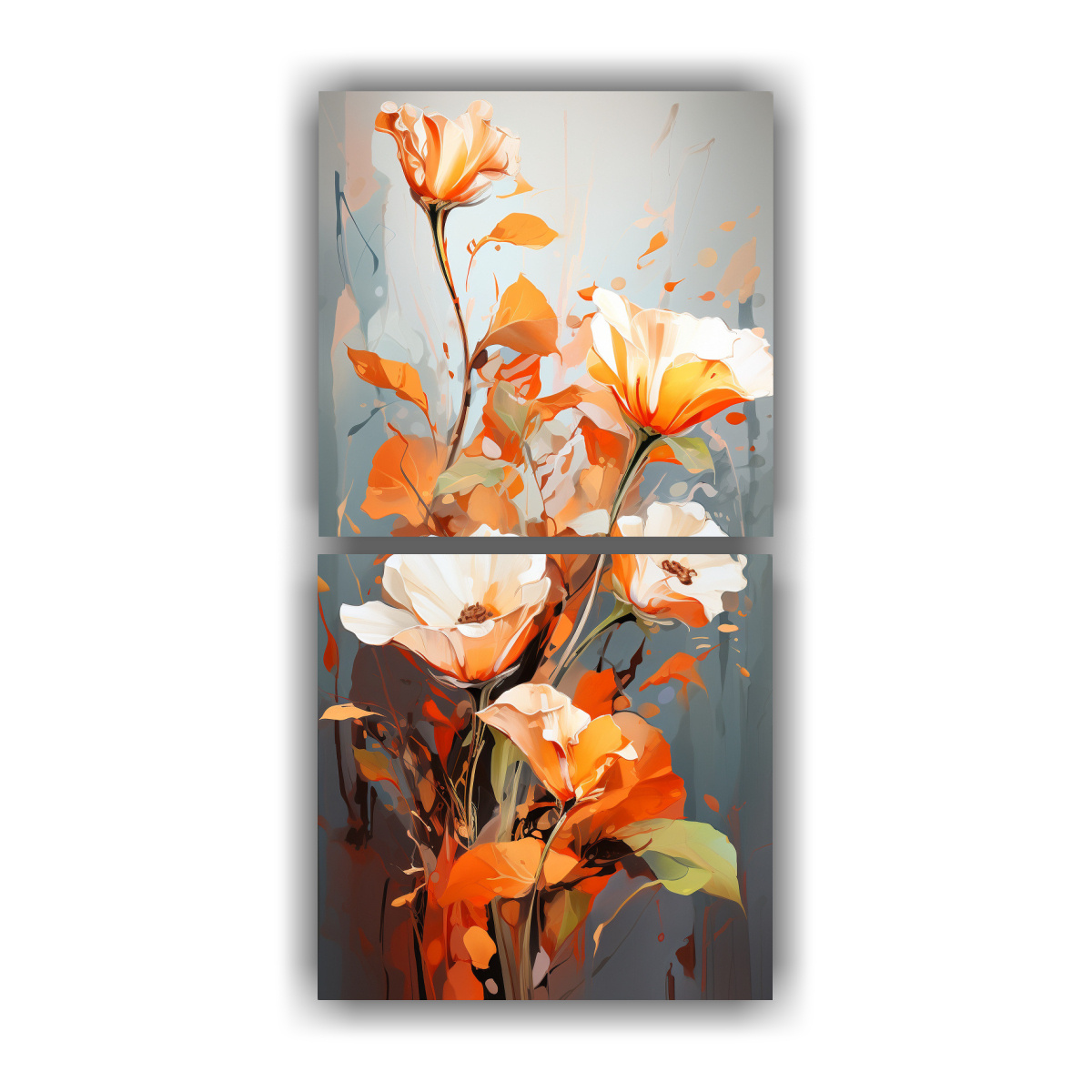 Cuadro Patrón Intenso Elegancia Blanco Y Naranja - DecoCuadros