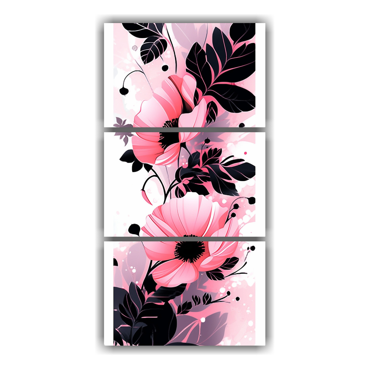 Cuadro Tela Acuarela Negro Y Rosa Estilo Neonoir Para Decoración - Decocuadros