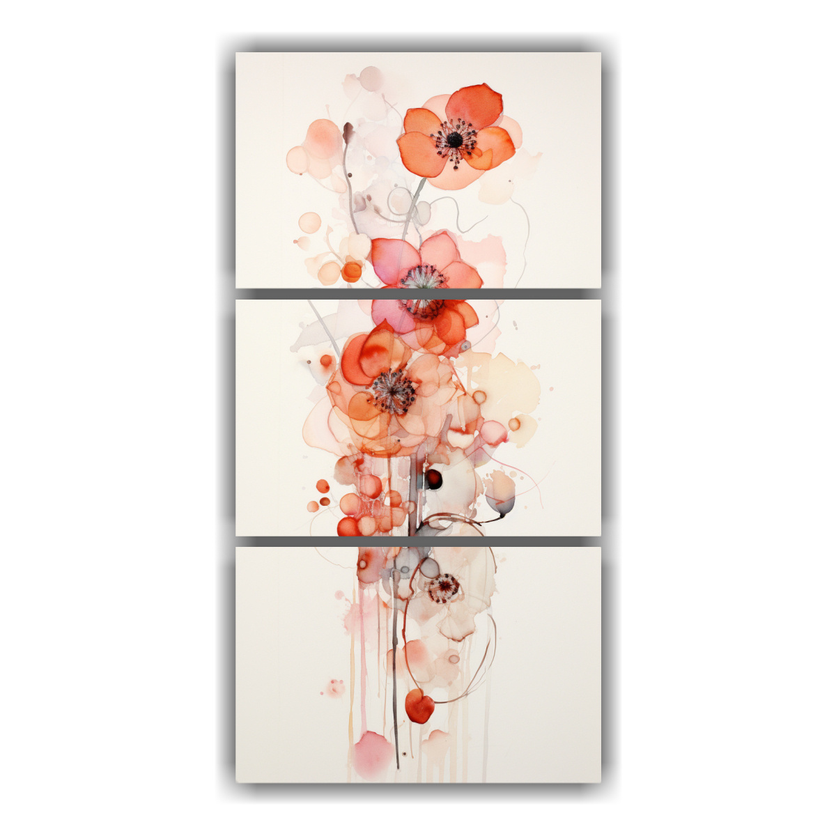 Cuadros Tela Flores Abstractas Acuarela: Tríptico Creativo - DecoCuadros
