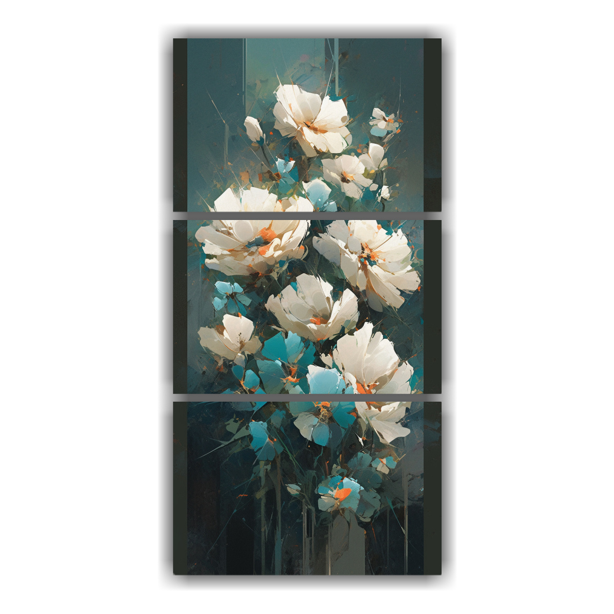 ¡Decora Con Elegancia! Cuadros Verticales De Flores Turquesa En Lienzo ...