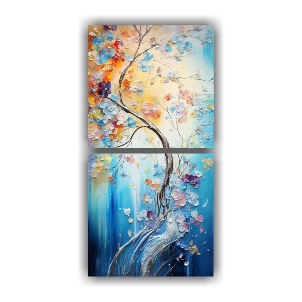 Díptico Inspiración En Colores Arcoíris Y Dorados - Cuadros Decorativos - Decocuadros