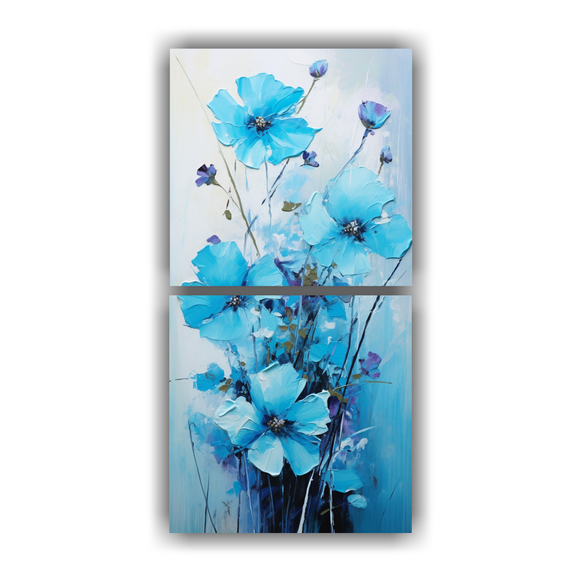 Dos Composiciones Abstractas En Colores Turquesa Y Azul - Cuadros Decorativos - Decocuadros