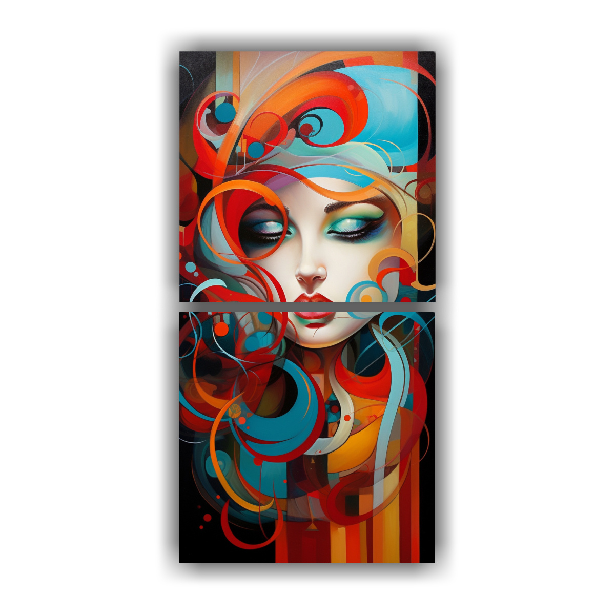 Set 2 Canvas Imagen Representación Pinturas Abstractas Con Lineas ...