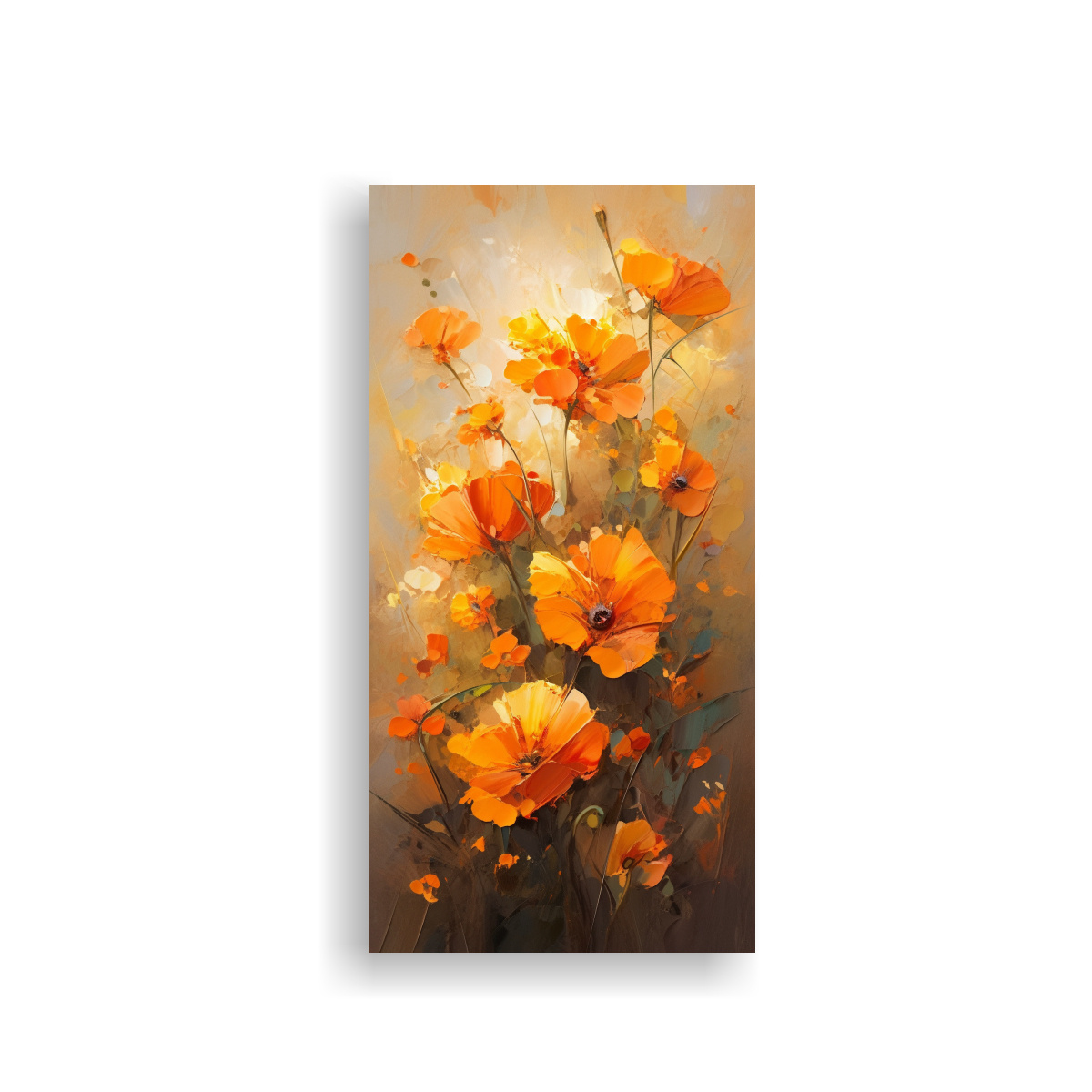 Lienzo Vertical Espacio A Flores Amarillas Y Naranjas - DecoCuadros