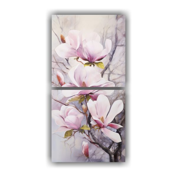 Lienzos Minimalistas Inspiradores De Magnolias En Colores Blanco Y Rosa - Cuadros Decorativos ...