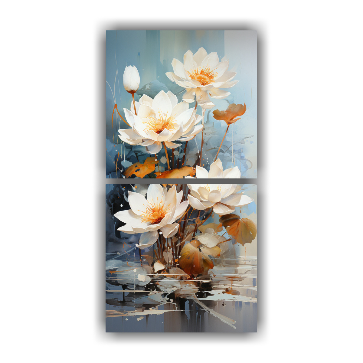 Pintura Abstracta Al Agua Relieve De Flor De Loto En Colores Blanco ...