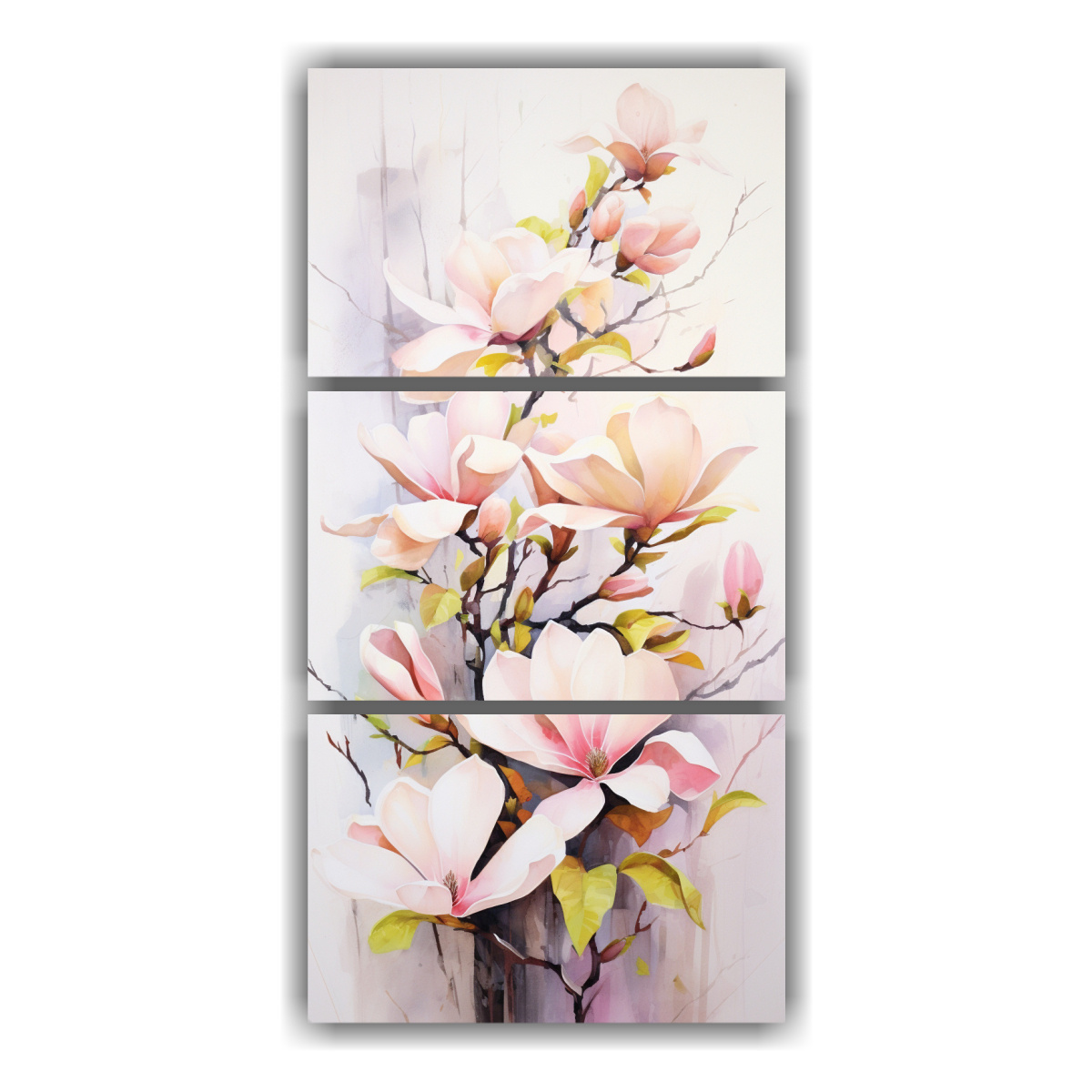 Cuadro Abstracto Con Magnolias Blancas Y Rosas En Tela De Alta Calidad - Decocuadros