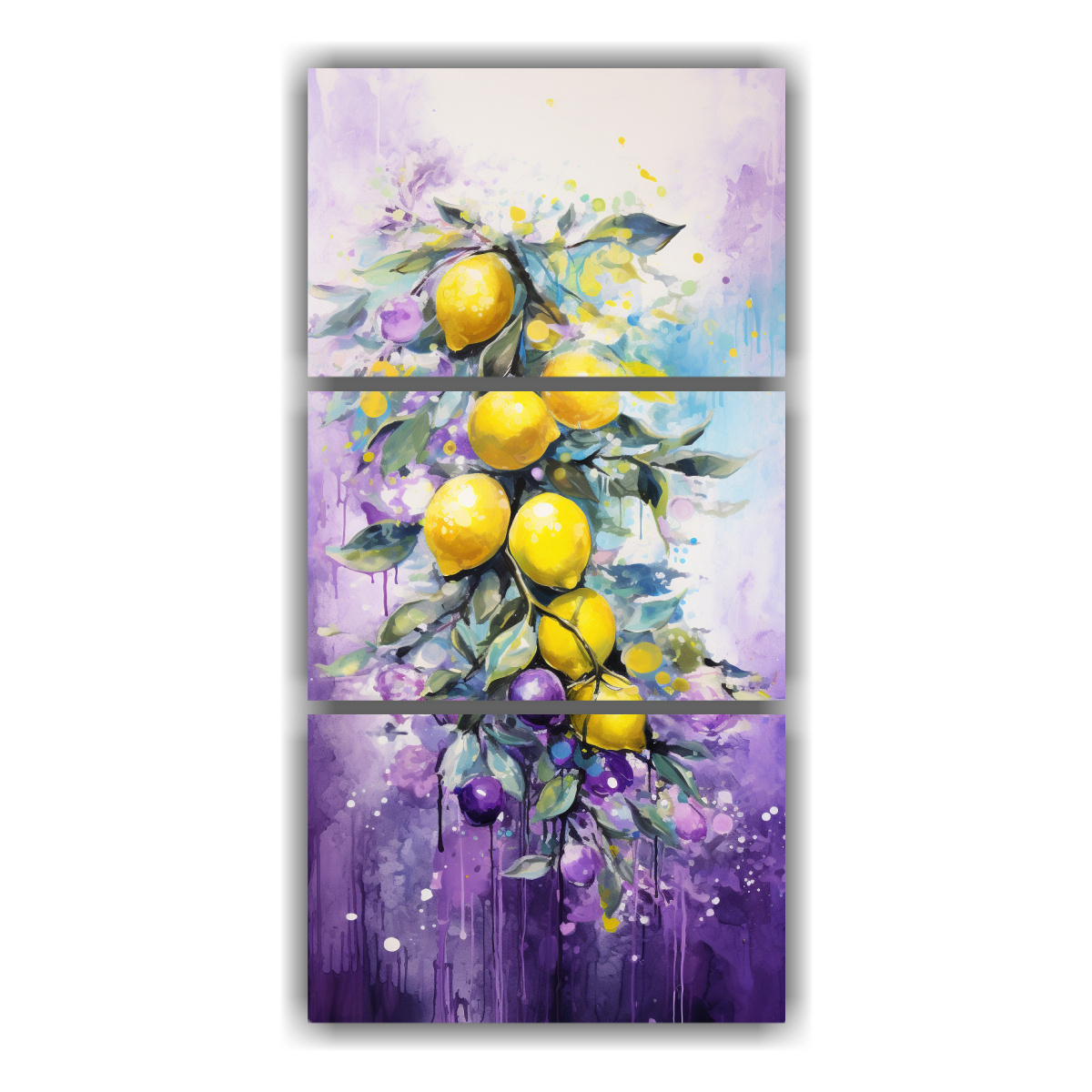 Cuadro Abstracto Morado Y Limón En Acuarela - DecoCuadros