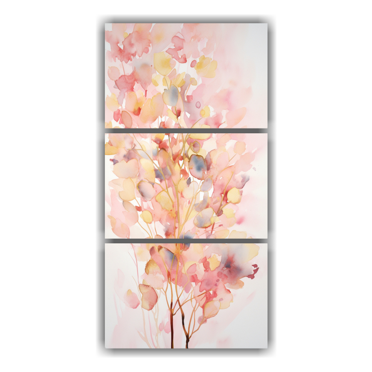 Cuadro Abstracto De Colores Oro Y Rosa Con Patrón De Eucalipto - DecoCuadros