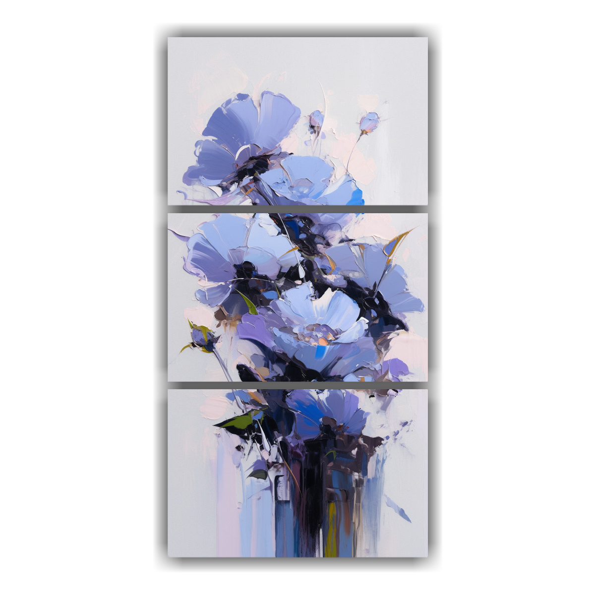 Cuadro Abstracto De Flores Púrpuras Y Azules - Decoración De Alta Calidad - Decocuadros
