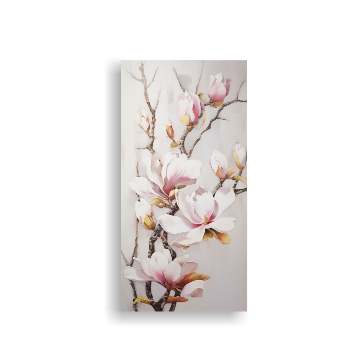 Cuadro Decorativo Pintura Abstracta De Magnolias Flores Con Simetría - Decocuadros