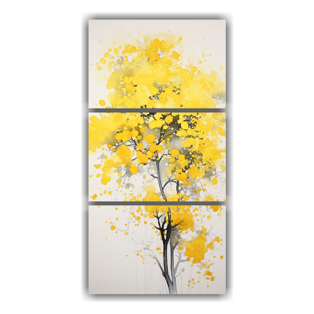 Cuadro Abstracto árbol De Acacia Amarillo Y Blanco - DecoCuadros