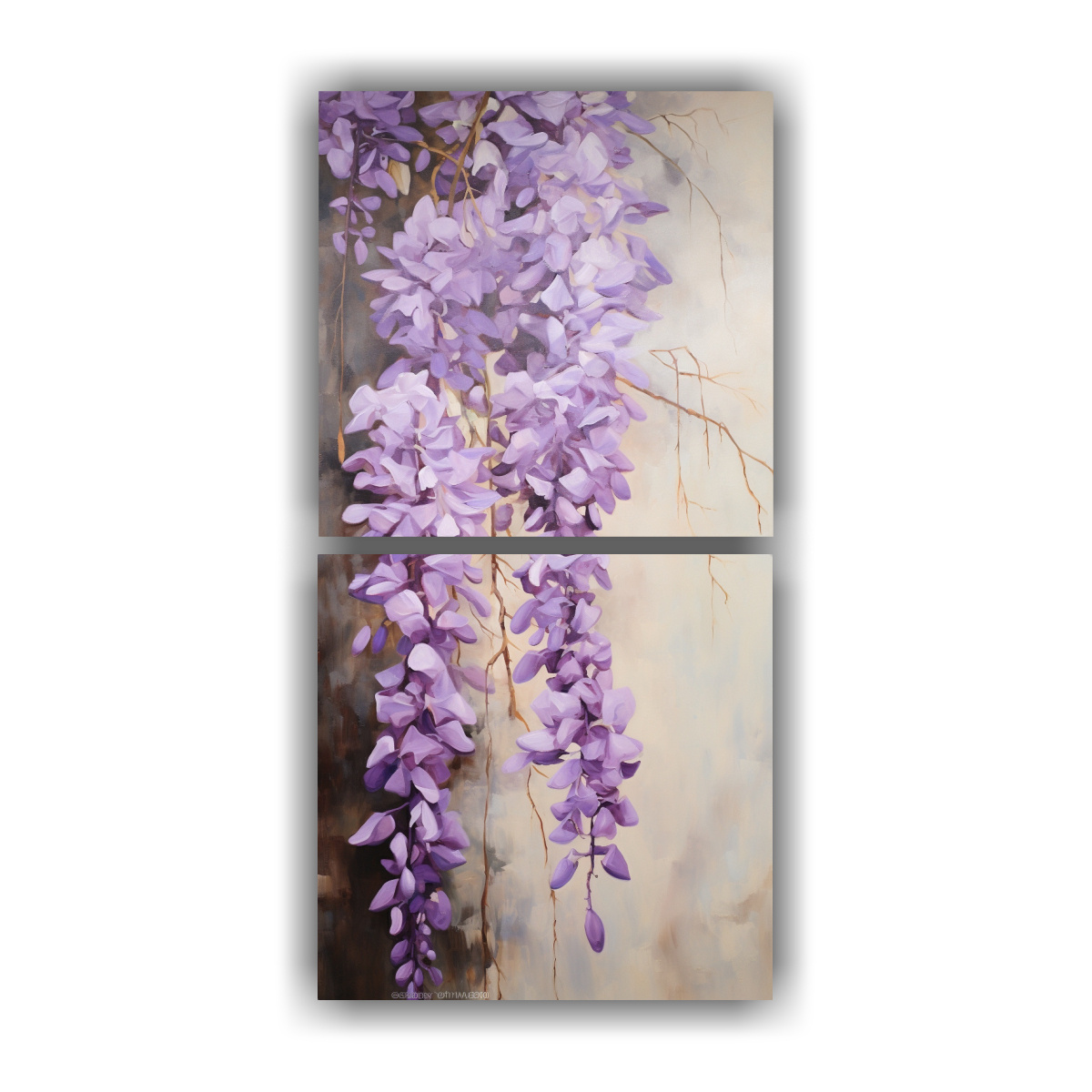 Cuadro De Flores De Glicinias En Estilo Estilo óleo - Pintura Abstracta Detallada - Decocuadros