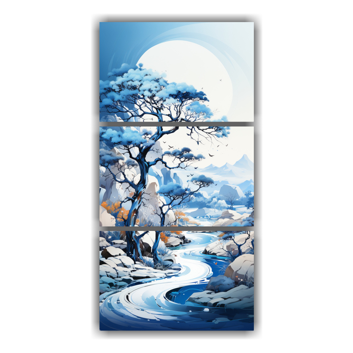 Cuadro Abstracto En Lienzo De Joshua Tree En Colores Blanco Y Azul ...