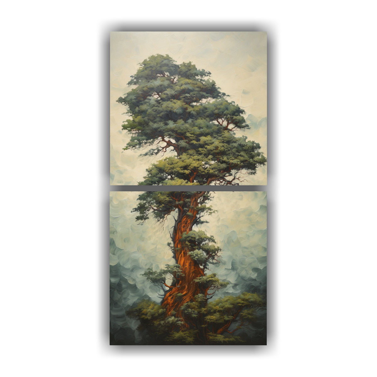 Cuadro Abstracto Innovador Estilo Estilo óleo De Ciprés En Dos Lienzos ...