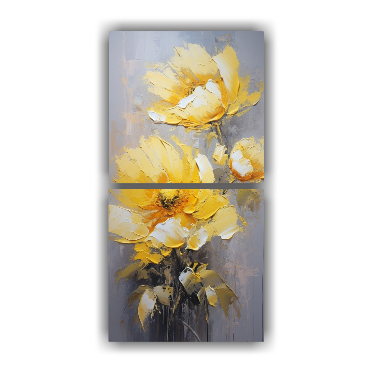 Cuadro Abstracto Con Peonías Amarillas - DecoCuadros