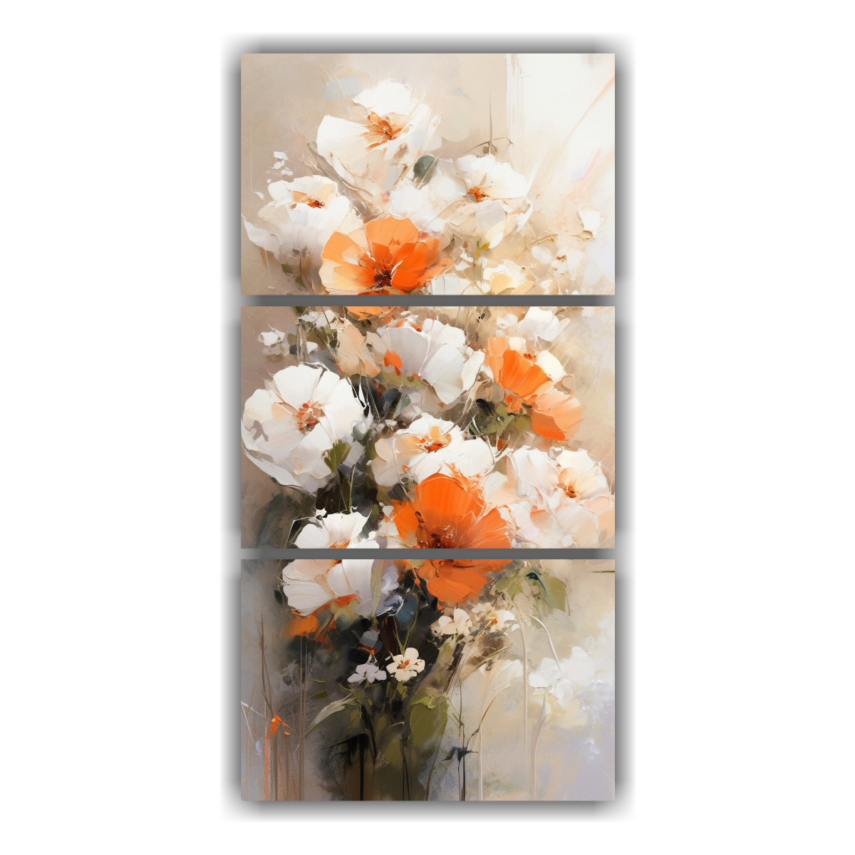Cuadro De Flores Blancas Y Naranjas - Arte Floral En Lienzo - Decocuadros