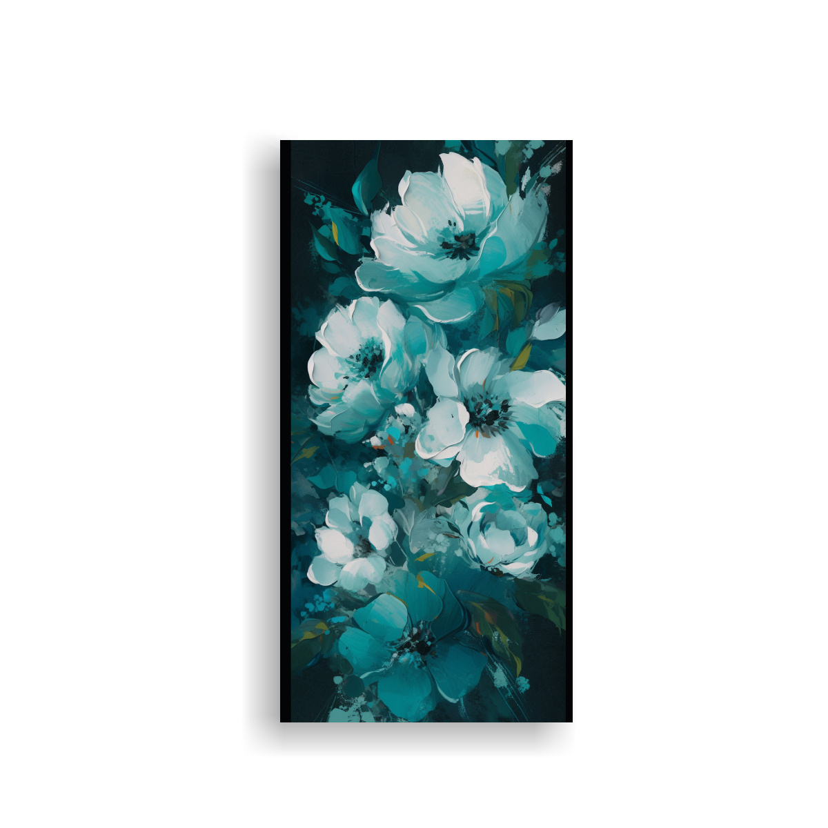 Cuadro DecoCuadros - Pintura De Flores En Colores Turquesa Estilo Detalle Conceptual Detalle A ...