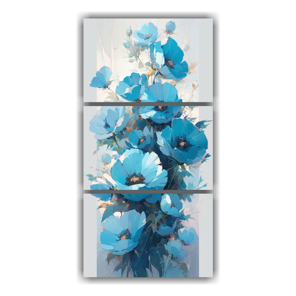 Cuadro De Flores En Lienzo Turquesa Y Azul - DecoCuadros