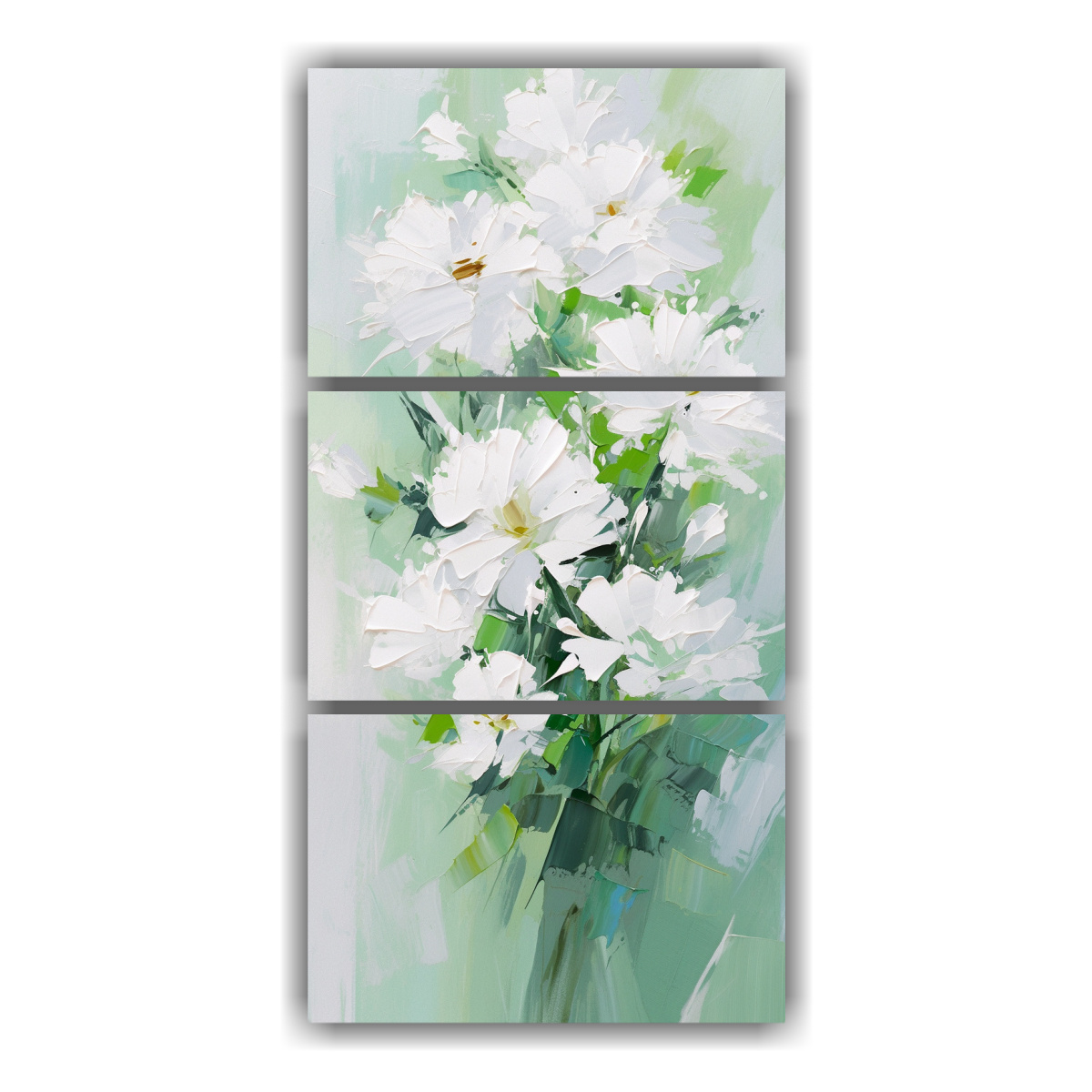 Cuadro De Flores En Tonos Verde Y Blanco - Compra Online - Decocuadros