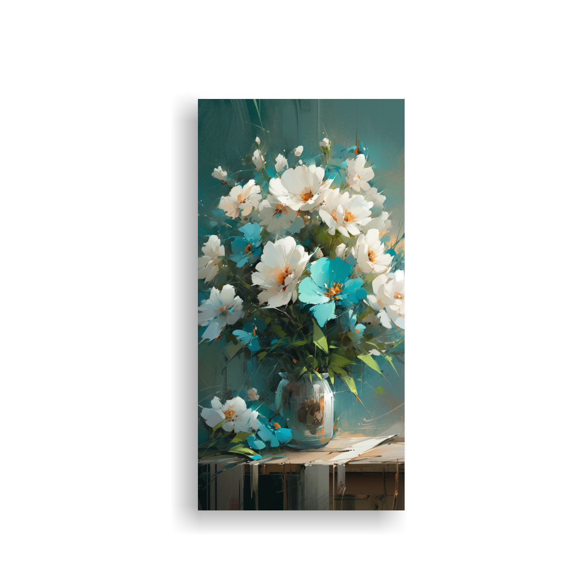 Cuadro Pintura Flores Pop Art Turquesa En Lienzo - Decocuadros