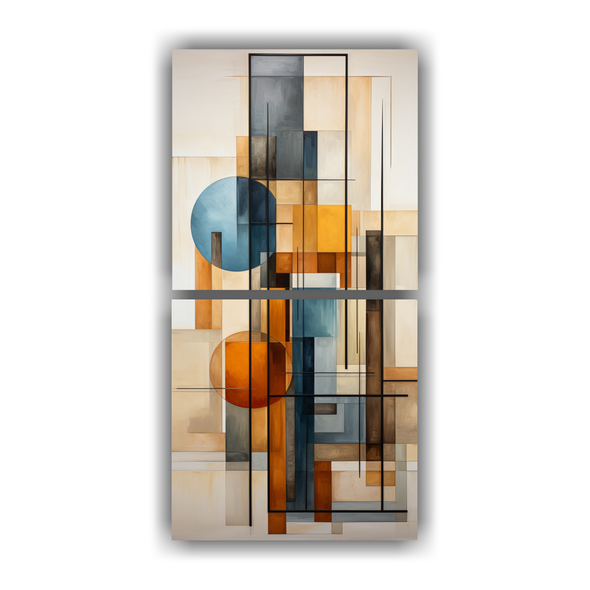 Pintura De Pared Abstracta De Geometría En Colores Neutros - DecoCuadros