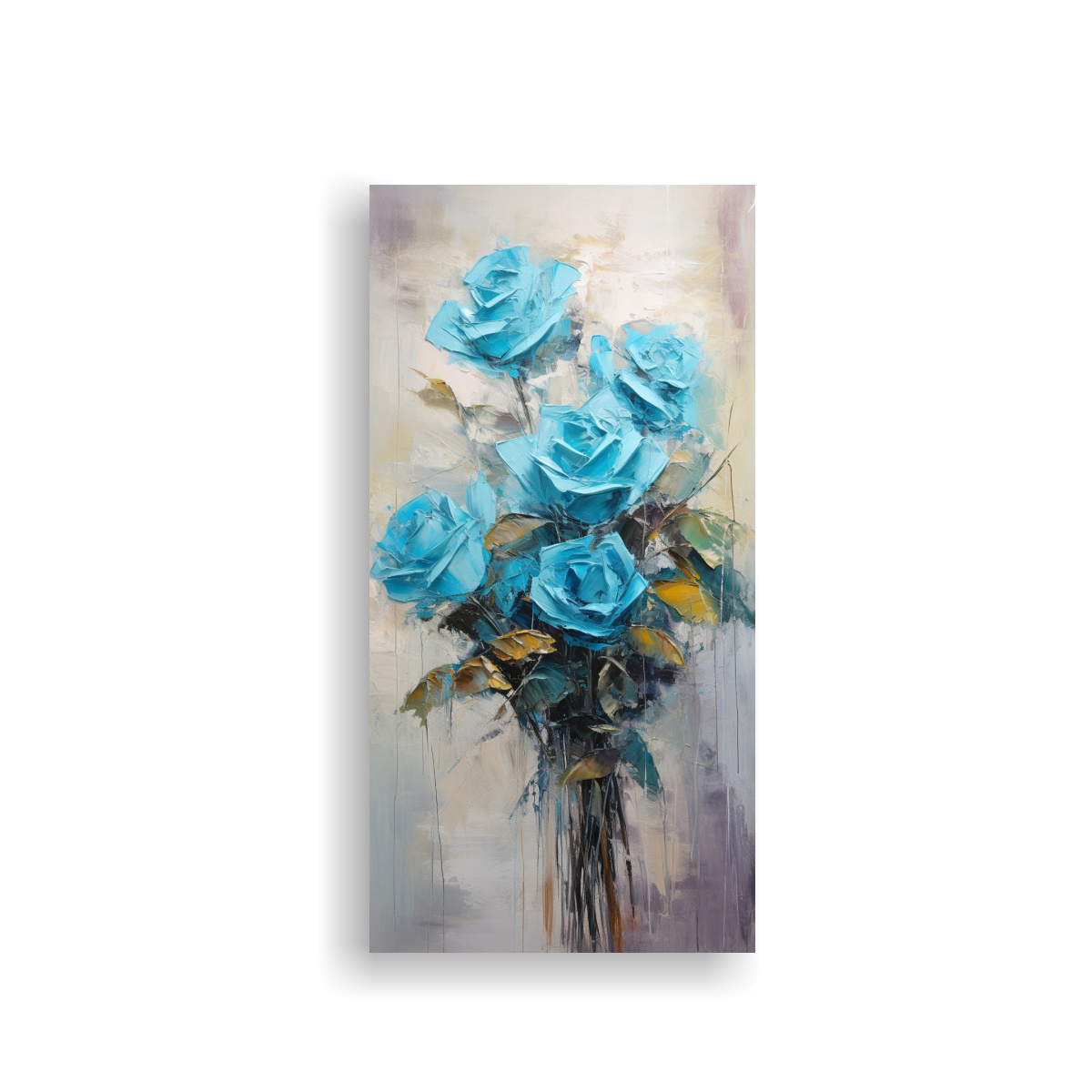 Cuadro Decorativo Pintura De Rosas Turquesa En Lienzo | DecoCuadros