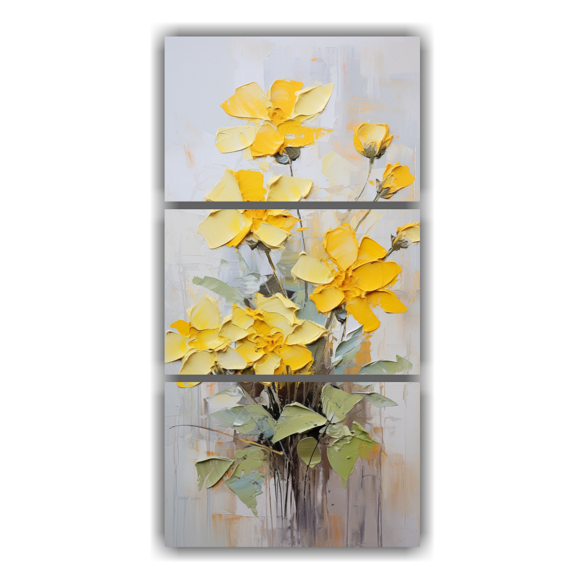 Cuadro De Flores Amarillas En Lienzo - Arte Juvenil Y Decorativo - Decocuadros