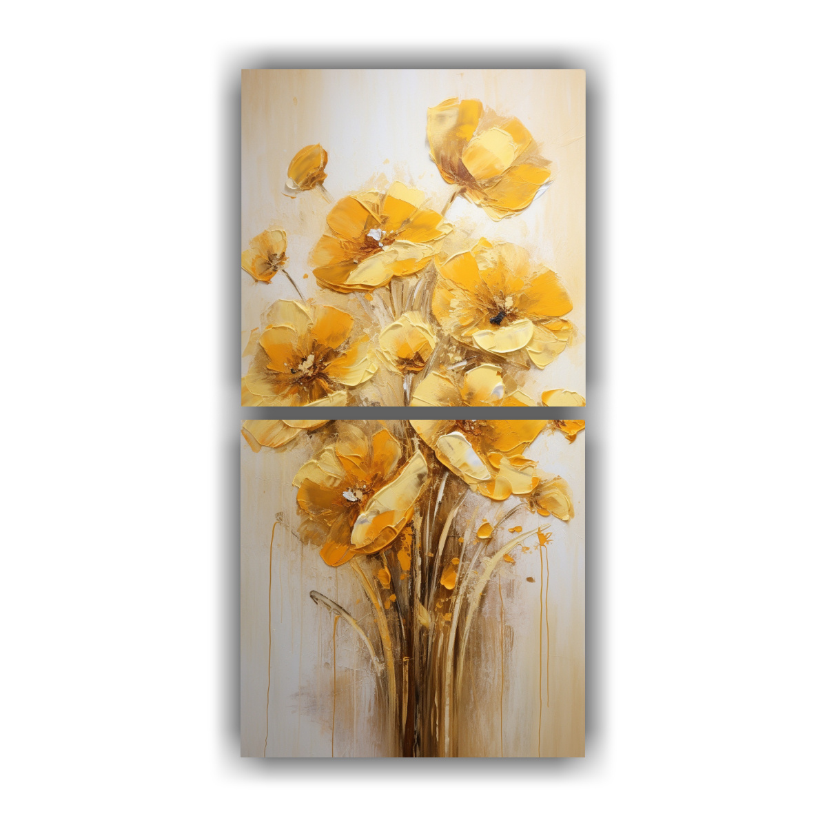 Cuadro De Flores Amarillas Y Doradas En Equilibrio - DecoCuadros