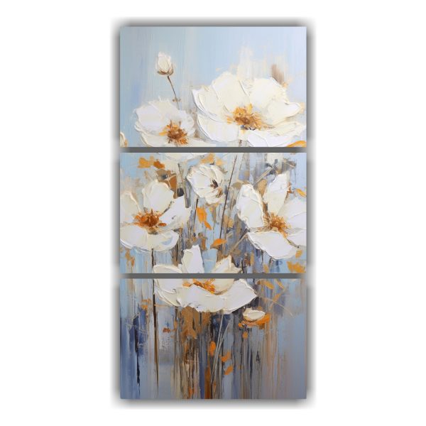 Cuadro De Flores Blancas Y Doradas - Decoración De Pared Moderna - Decocuadros