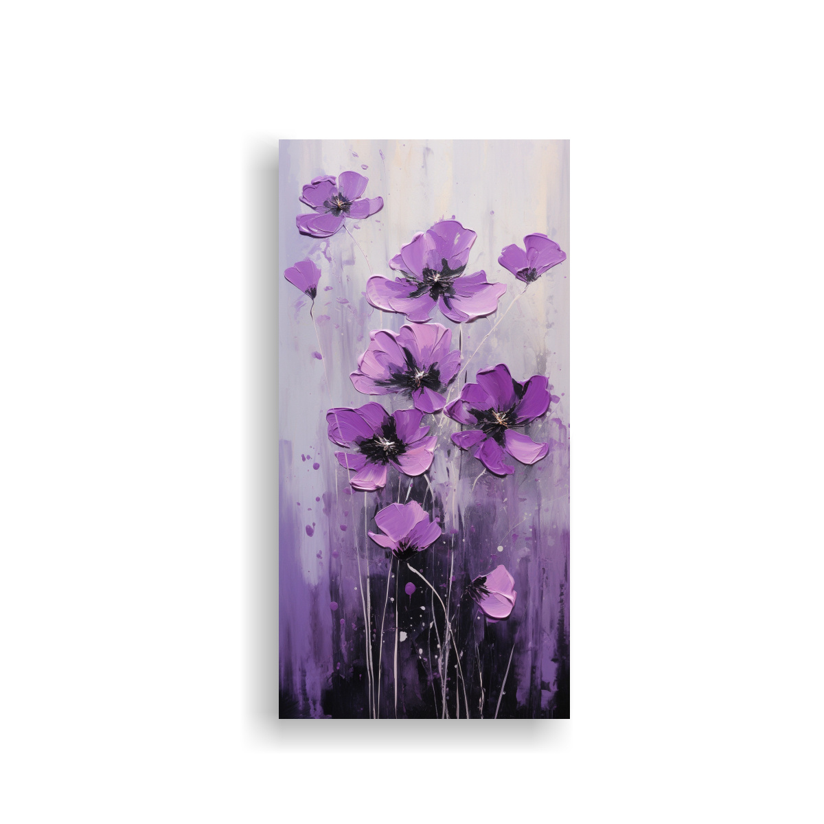 Cuadro De Flores En Colores Morado Y Negro Para Decoración - DecoCuadros